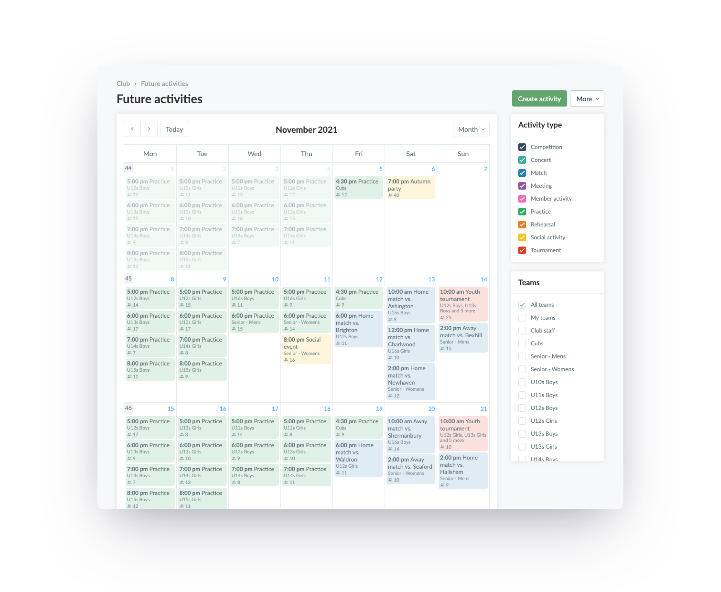 Gratis kalender för planering av lagaktiviteter - SportMember.se